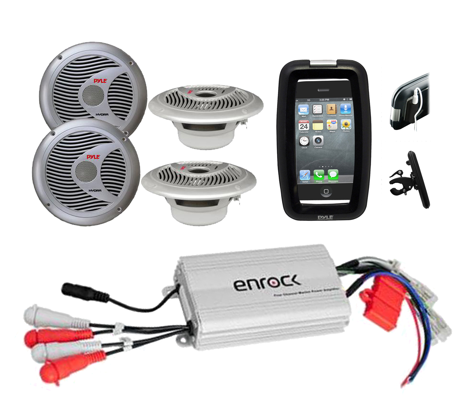 Pyle Bike ATV Outdoor Use 4 Round Speakers, 800W iPod MP3 Input ...