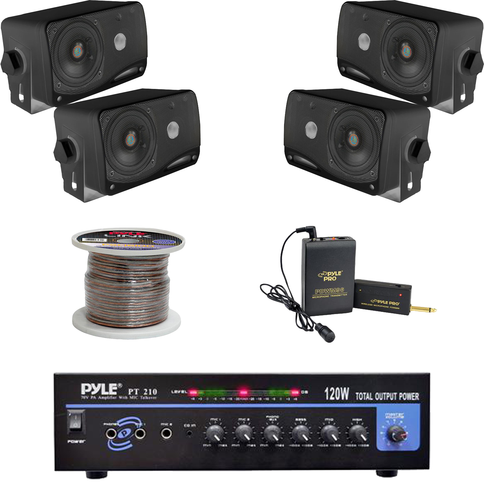 Pyle Black 3 5 Box Speakers Lavalier Mic Set Speaker Wire PT210 Mono pyle-black-3-5-box-speakers-lavalier-mic-set-speaker-wire-pt210-mono